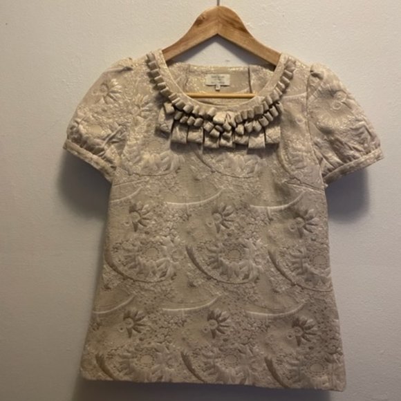 kate spade | Tops | Nwot Kate Spade Stunning Gold Brocade Short Sleeve ...